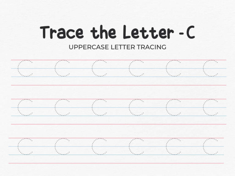 Uppercase Letter C Tracing Worksheet For Preschool