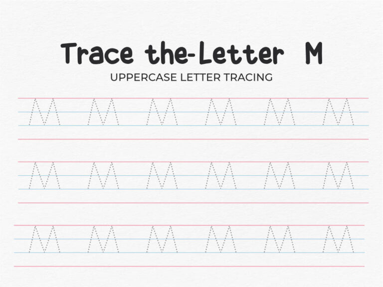Free Uppercase Letter M Tracing Worksheet For Preschool