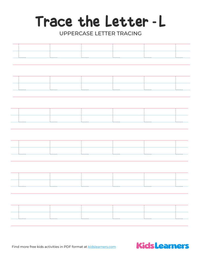 Uppercase Letter L Tracing Worksheet