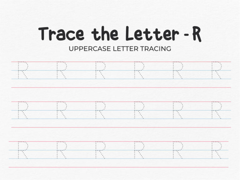 Uppercase Letter R Tracing Worksheet For Preschool
