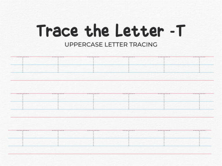Uppercase Letter T Tracing Worksheet For Kindergarten