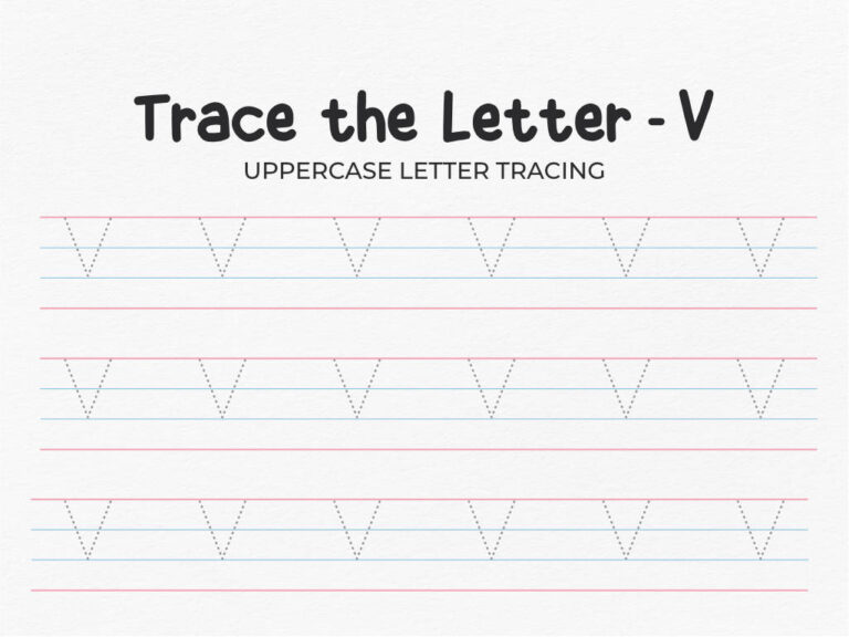 Uppercase Letter V Tracing Worksheet For Preschool