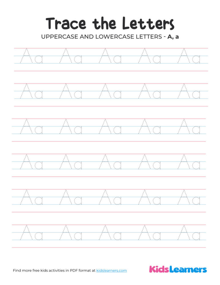 Uppercase And Lowercase Letter A Tracing Worksheet