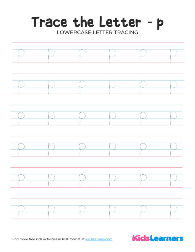 Lowercase Letter P Tracing Worksheet