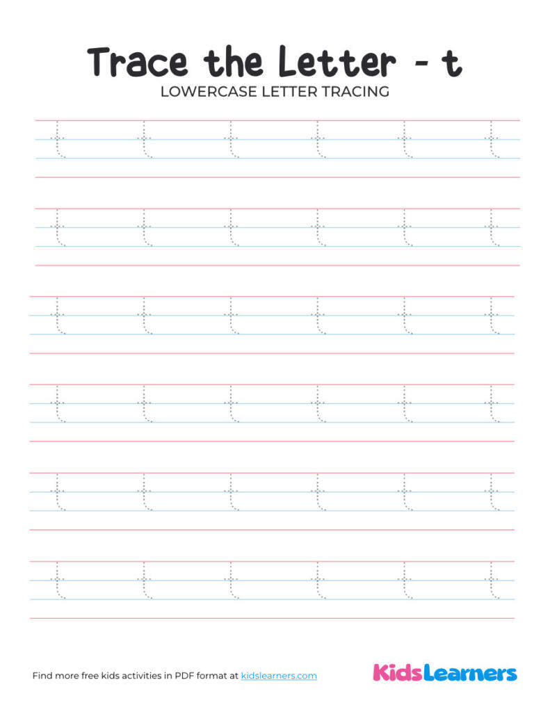 Lowercase Letter T Tracing Worksheet