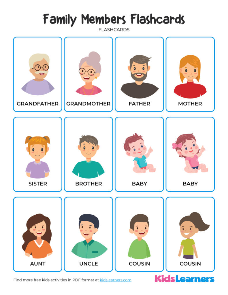 Free Family Members Flashcards PDF For Kids |PDF| Download Now!
