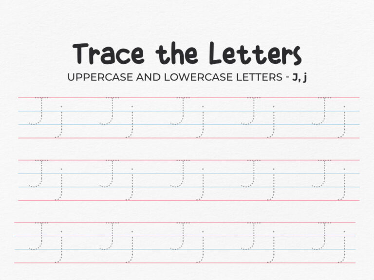 Uppercase And Lowercase Tracing Letter J Worksheet For Preschool