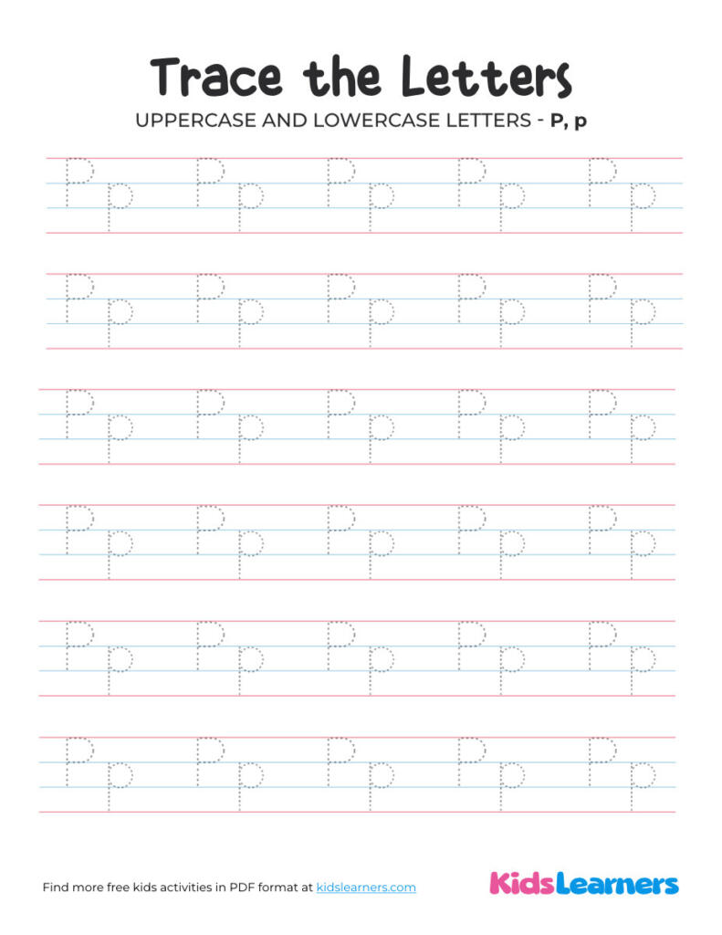 Uppercase And Lowercase Letter P Tracing Worksheet