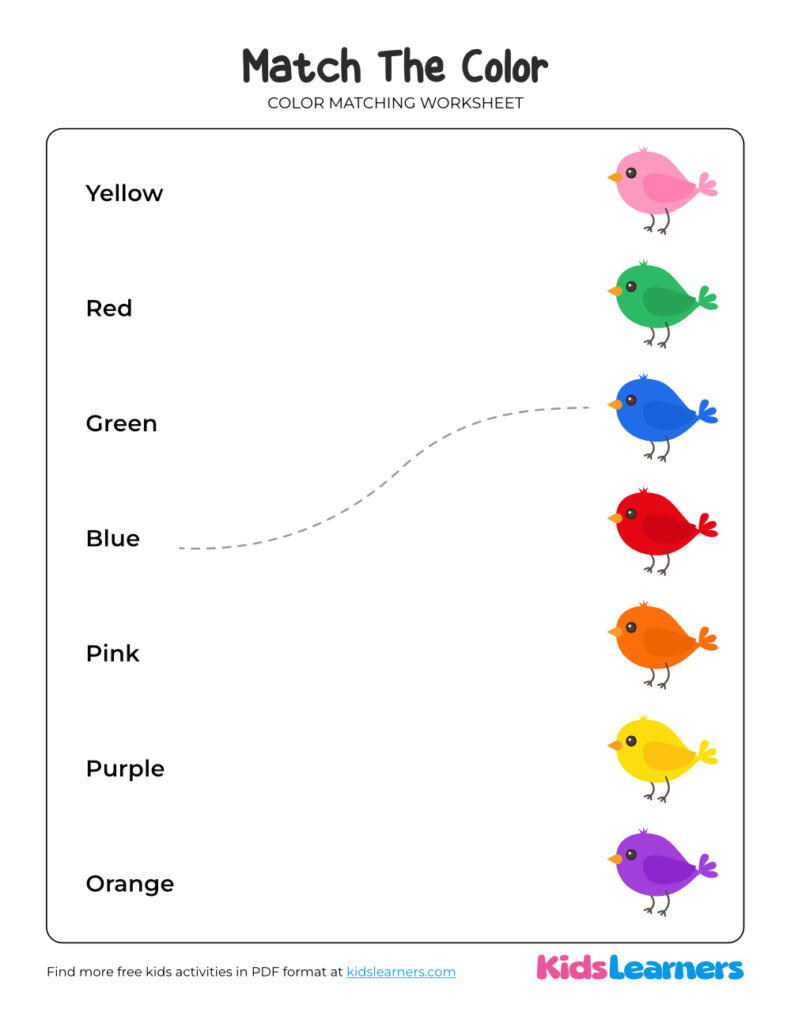 Match The Color Worksheet For Kindergarten
