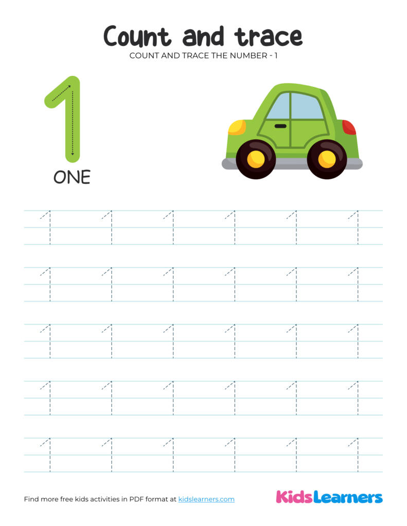 Number 1 Count And Trace Worksheet