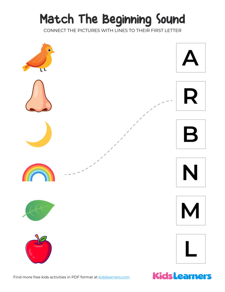 Beginning Sounds Matching Worksheet