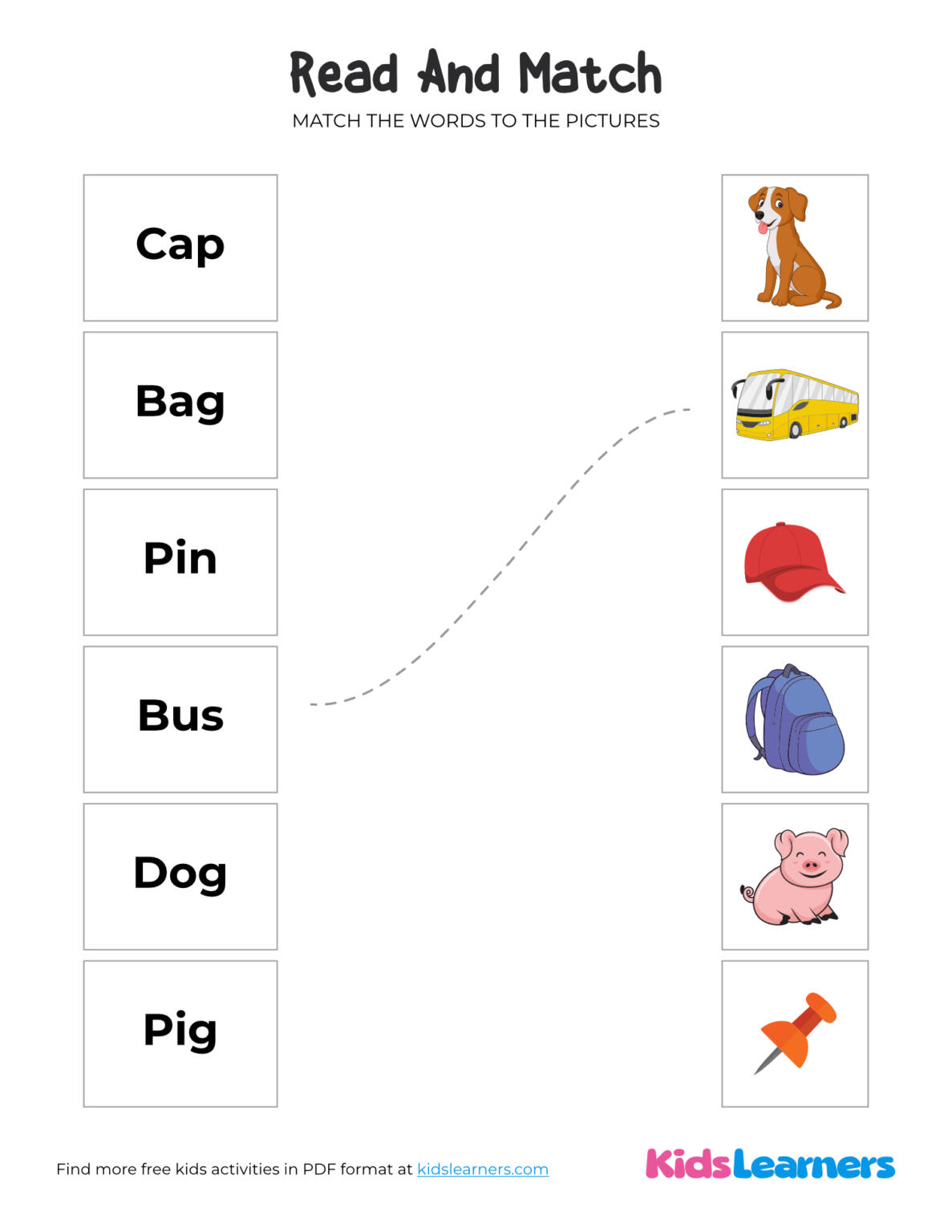 Free Read And Match Worksheet For Early Learners