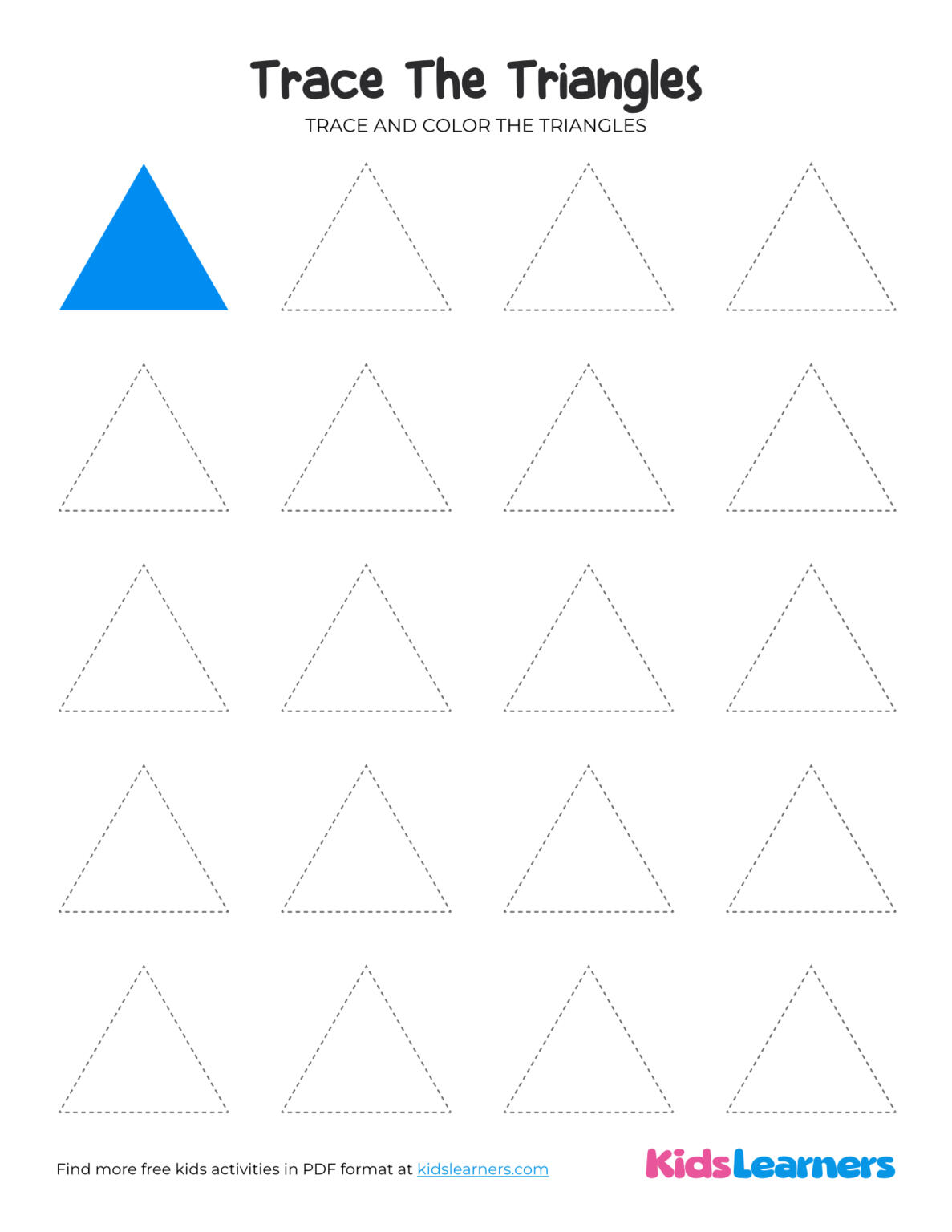 Free Triangle Tracing Worksheet For Kids
