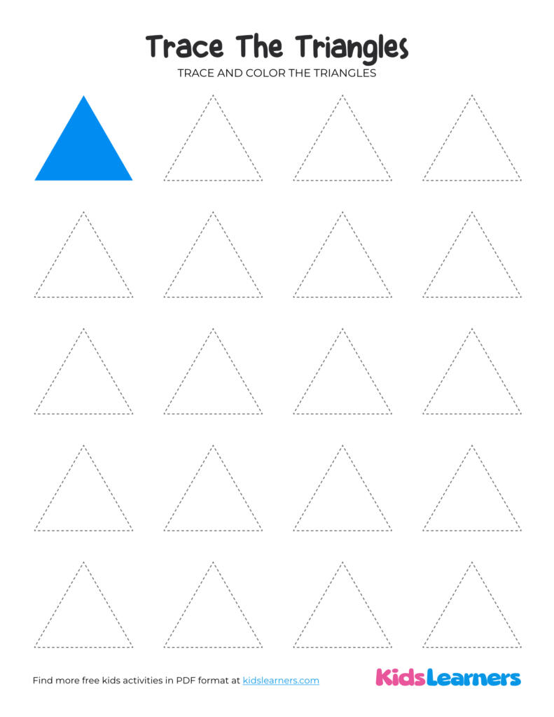 Free Triangle Tracing Worksheet For Kids
