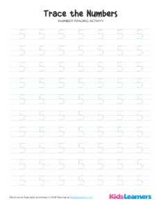 Free Number 5 Tracing Worksheet For Kids – Download Now