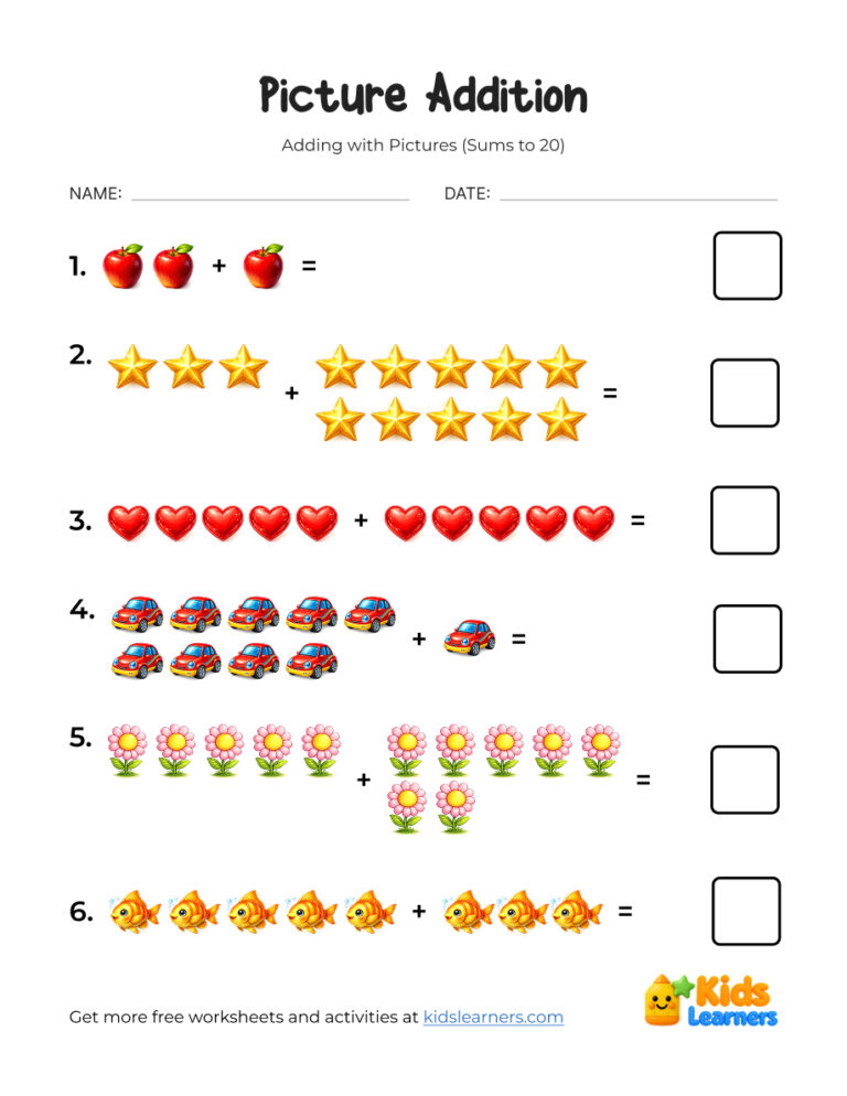 Count And Match Numbers Worksheet For Kids